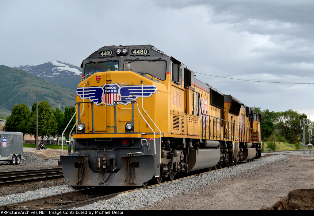 UP 4480, 4774 (both SD70Ms) rest quietly in the yard in Brigham City, Utah. June 3, 2023